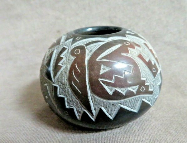 Santa Clara Pueblo Hand Coiled Pottery Butterfly Bowl by Candelaria Su ...