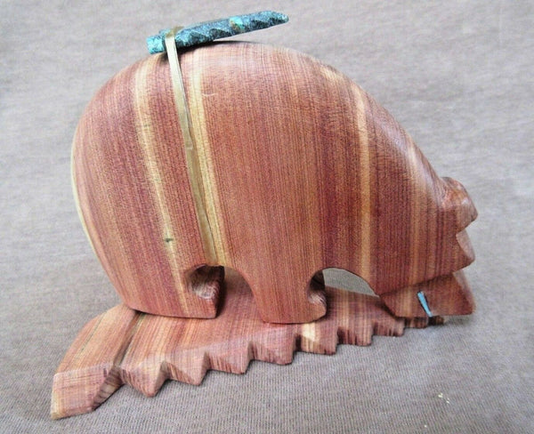 Native Zuni Cedar Wood Bear with Bundle Fetish by Carver Douglas Martz ...